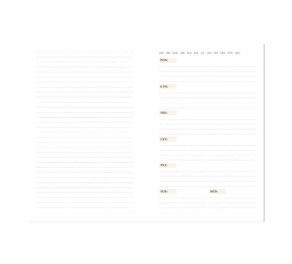 Insert - horizontalni nedeljni planer sa linijama – Moj rokovnik